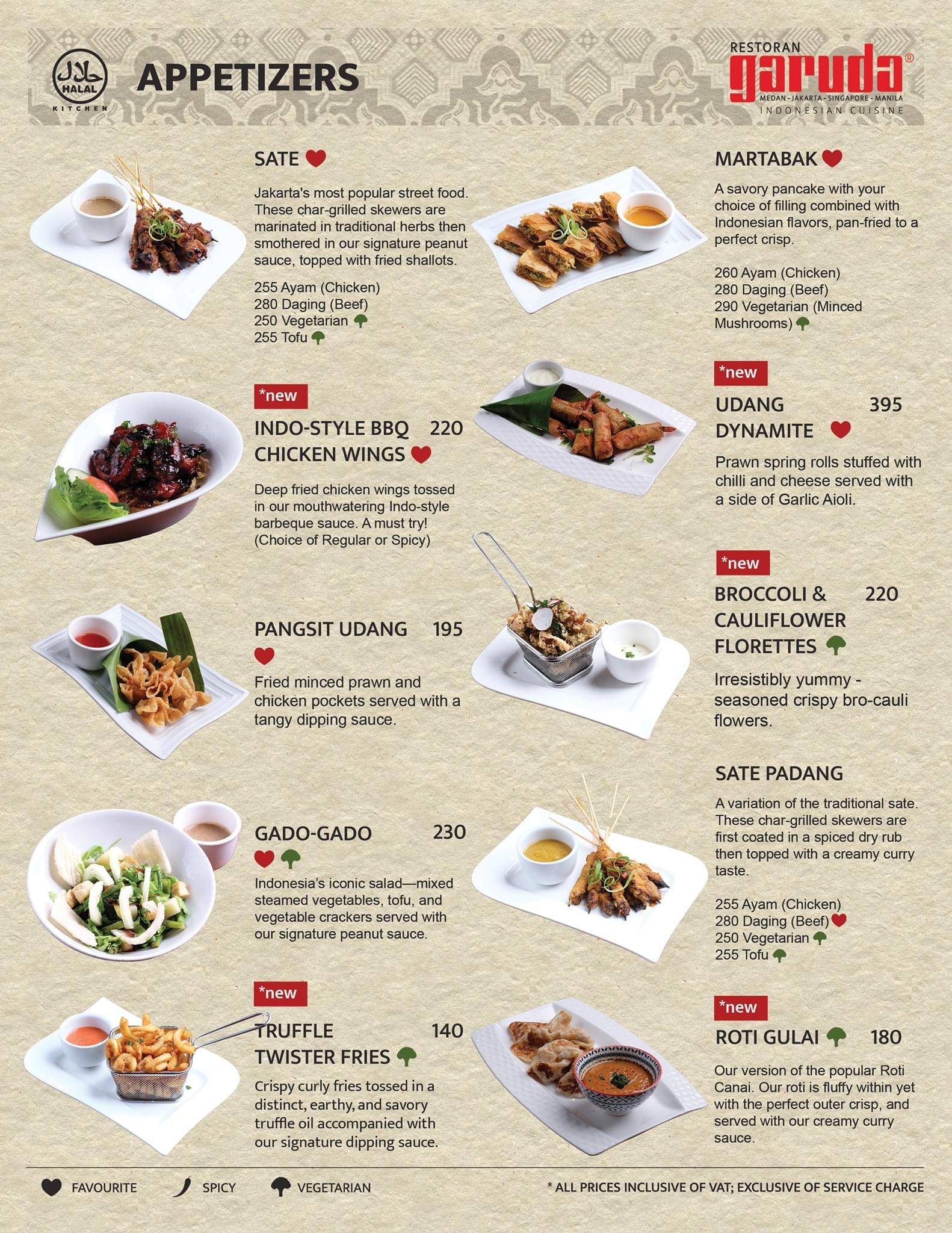 Carta del restaurante Restoran Garuda, Makati, Ground Floor