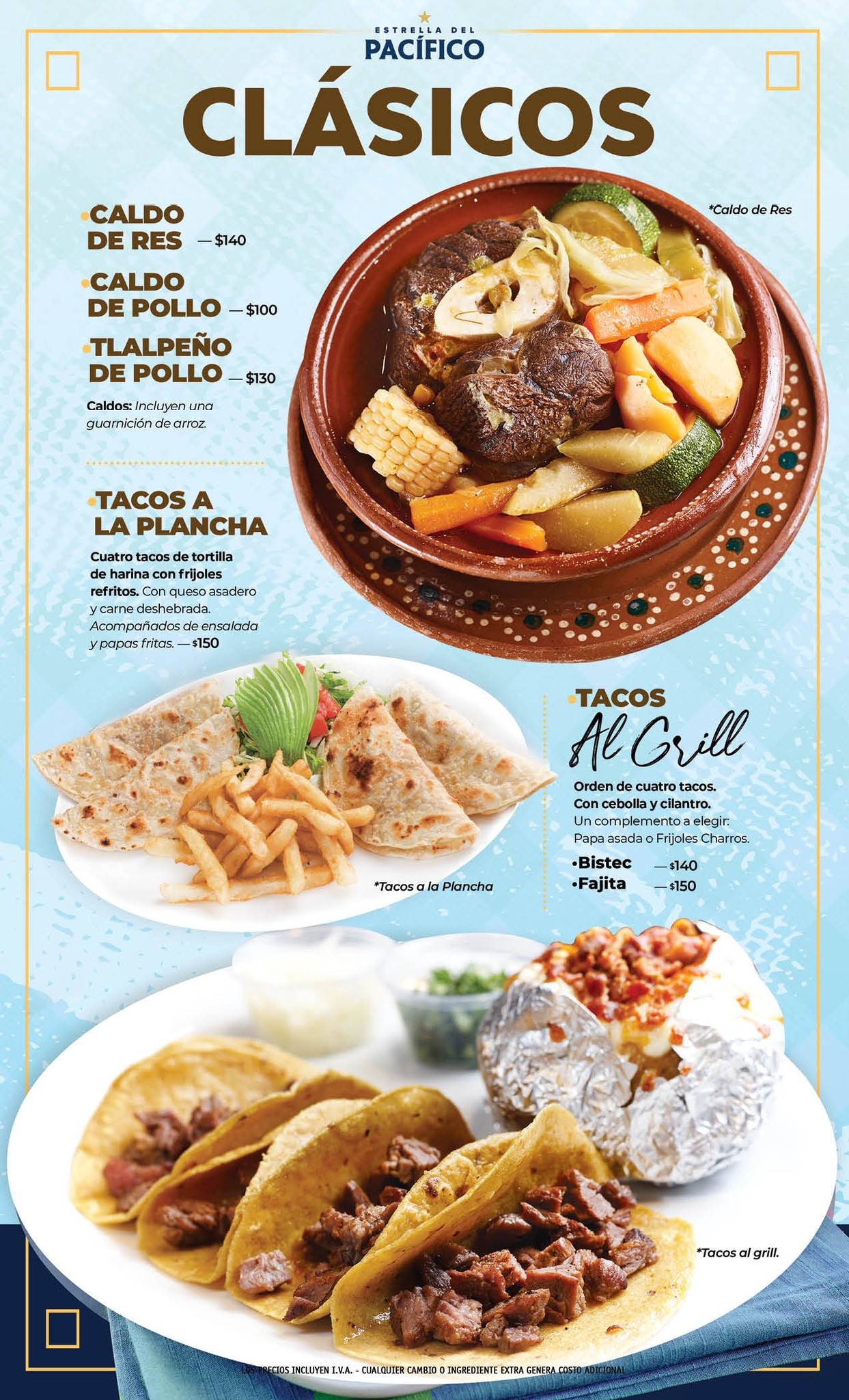 Menu at La Estrella del Pacifico restaurant, Reynosa