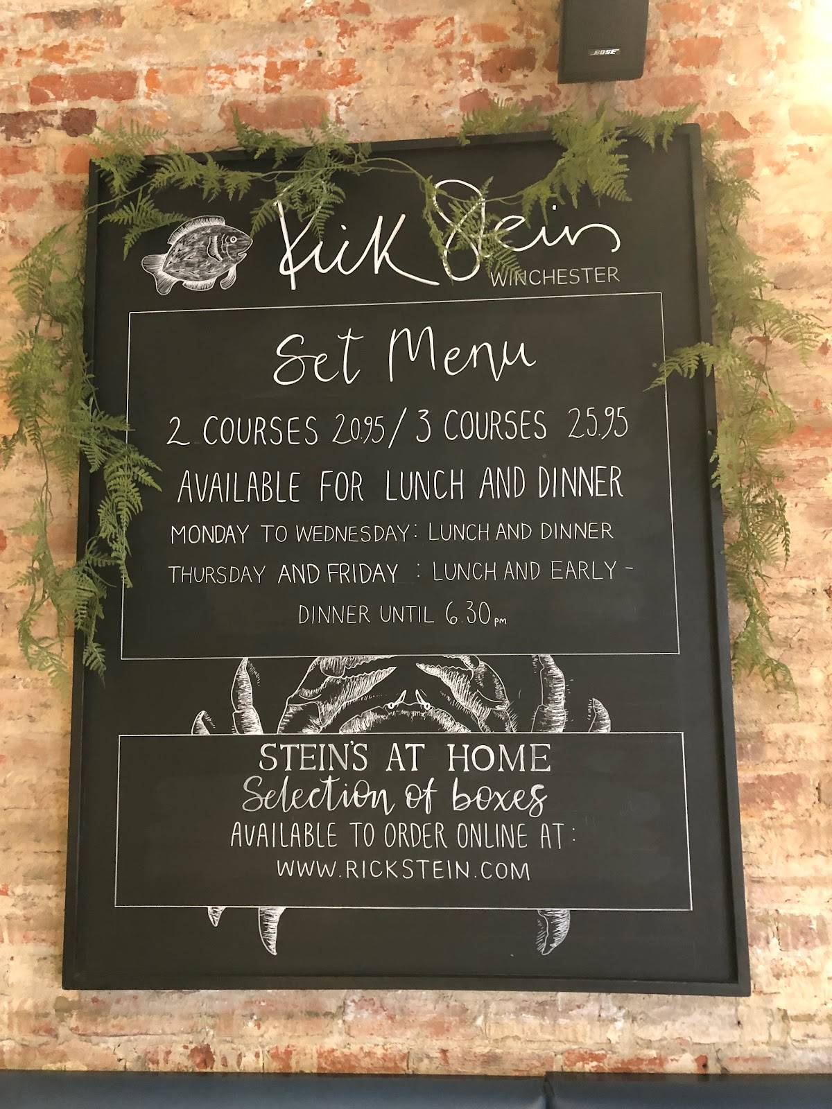 Menu at Rick Stein, Winchester restaurant, Winchester