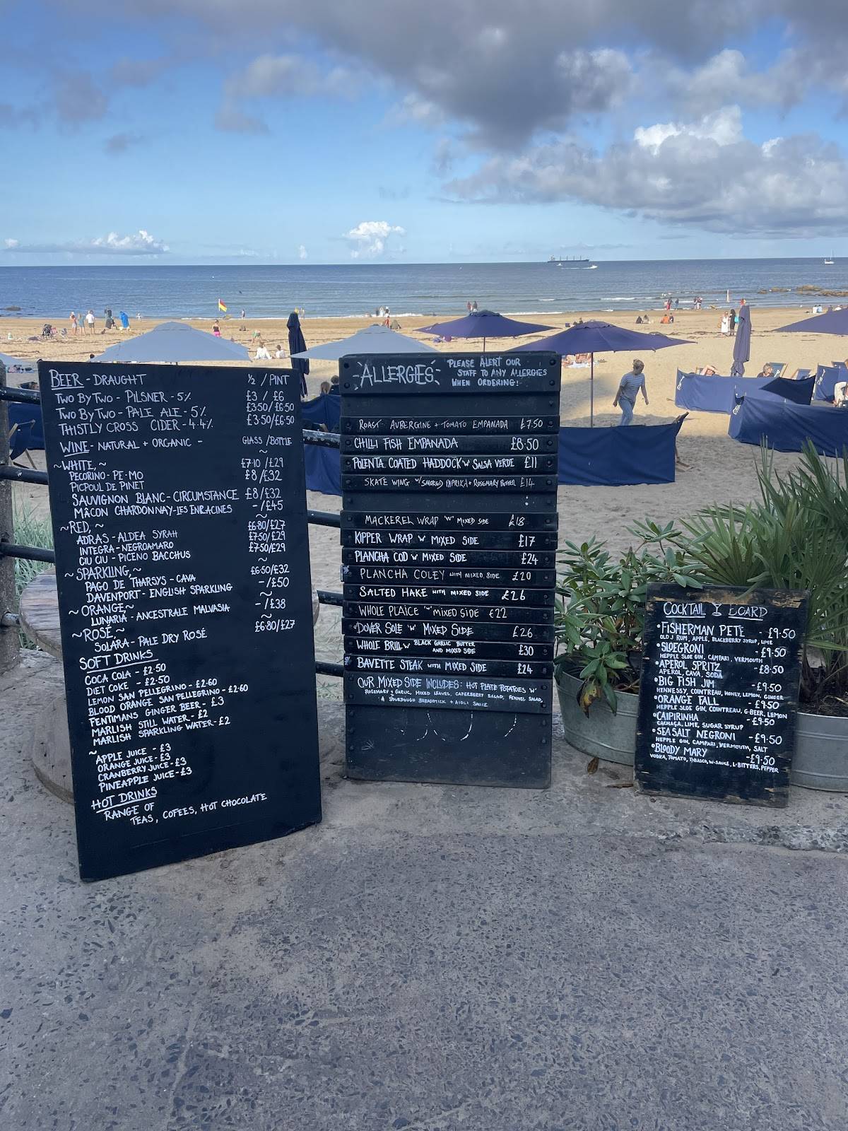 Menu at Riley's Fish Shack restaurant, Tynemouth