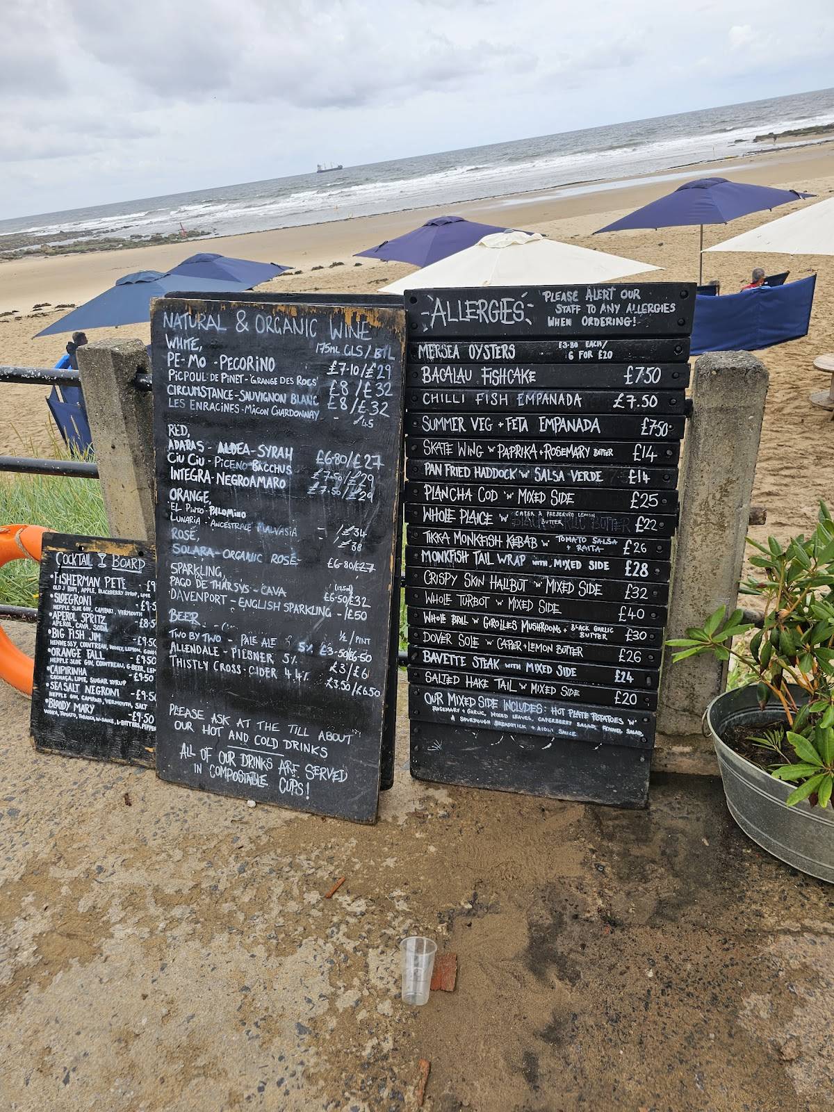 Menu at Riley's Fish Shack restaurant, Tynemouth