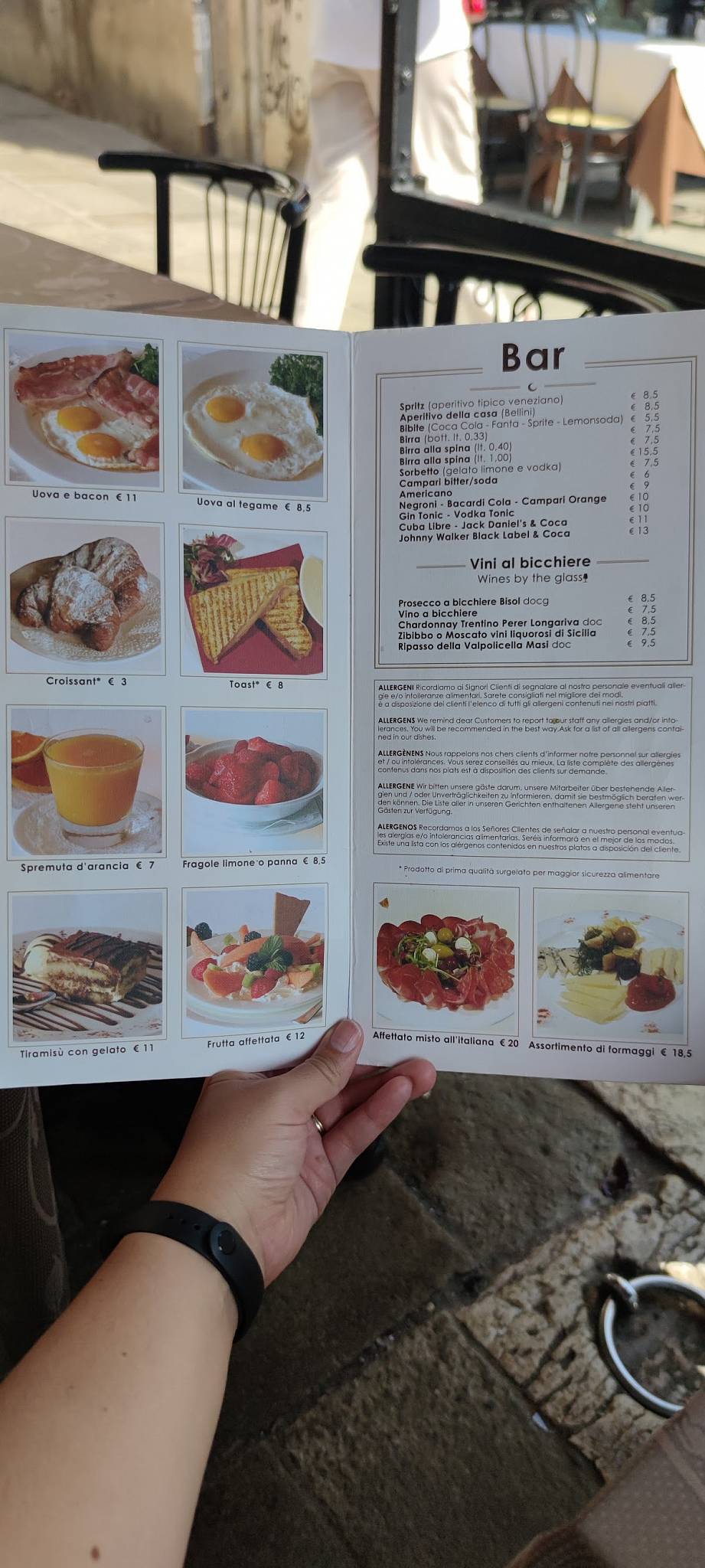 Menu at Ristorante Caffè Saraceno, Venice