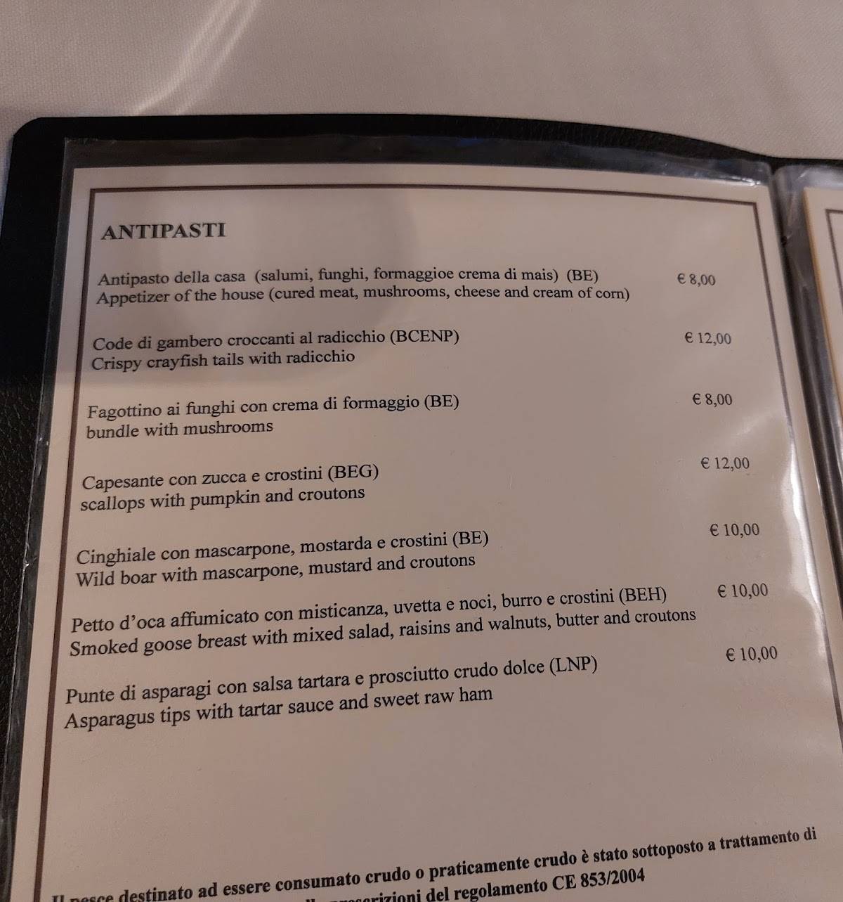 Menu da Ristorante Il Castello di Bedin Graziella, Sovizzo, Via Castello