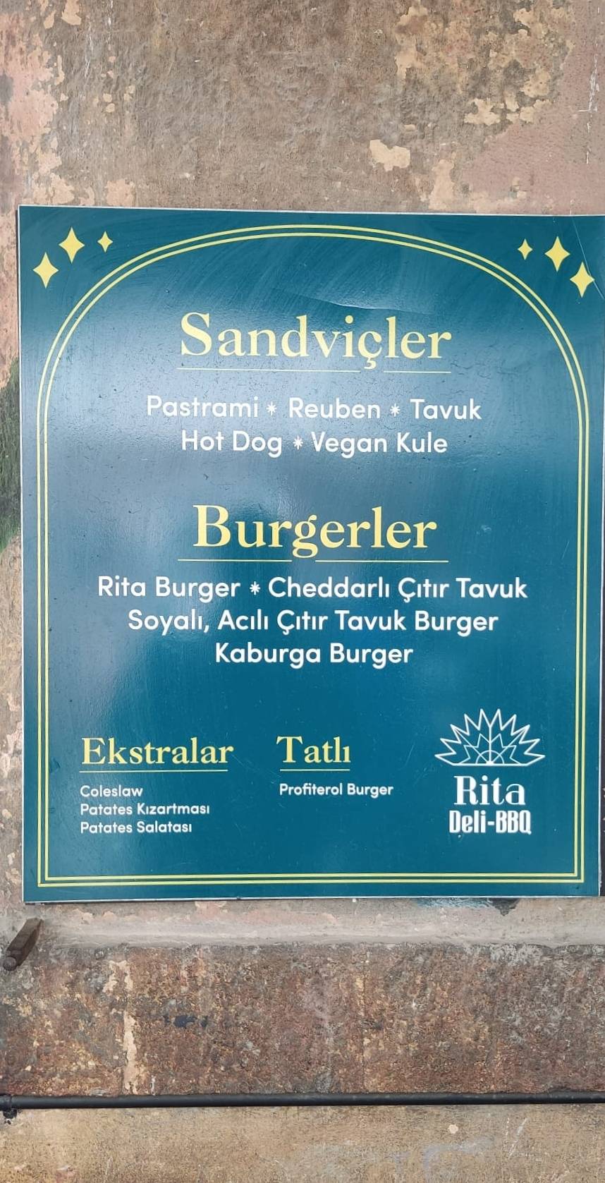 Menu at Rita Deli, Istanbul