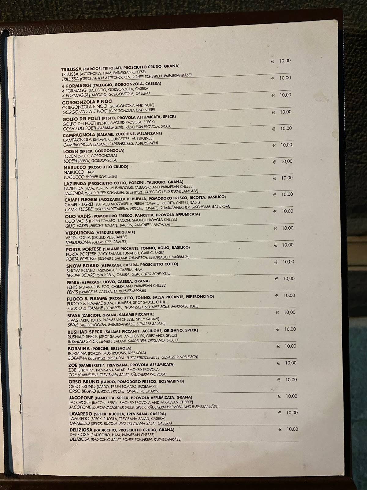 Menu at Riva Café pub & bar, Como