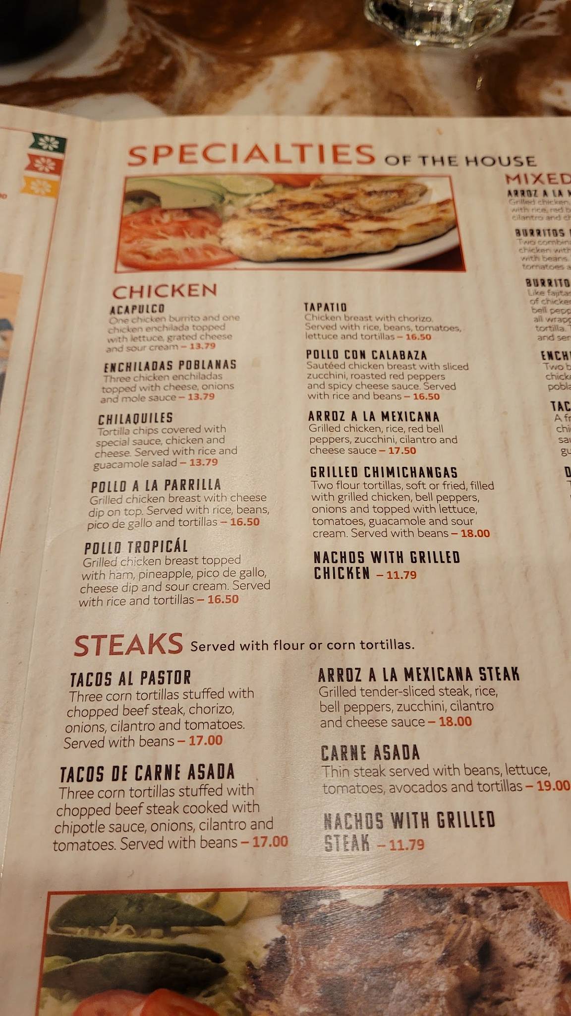 Menu at Rodeo Grande restaurant, Roanoke