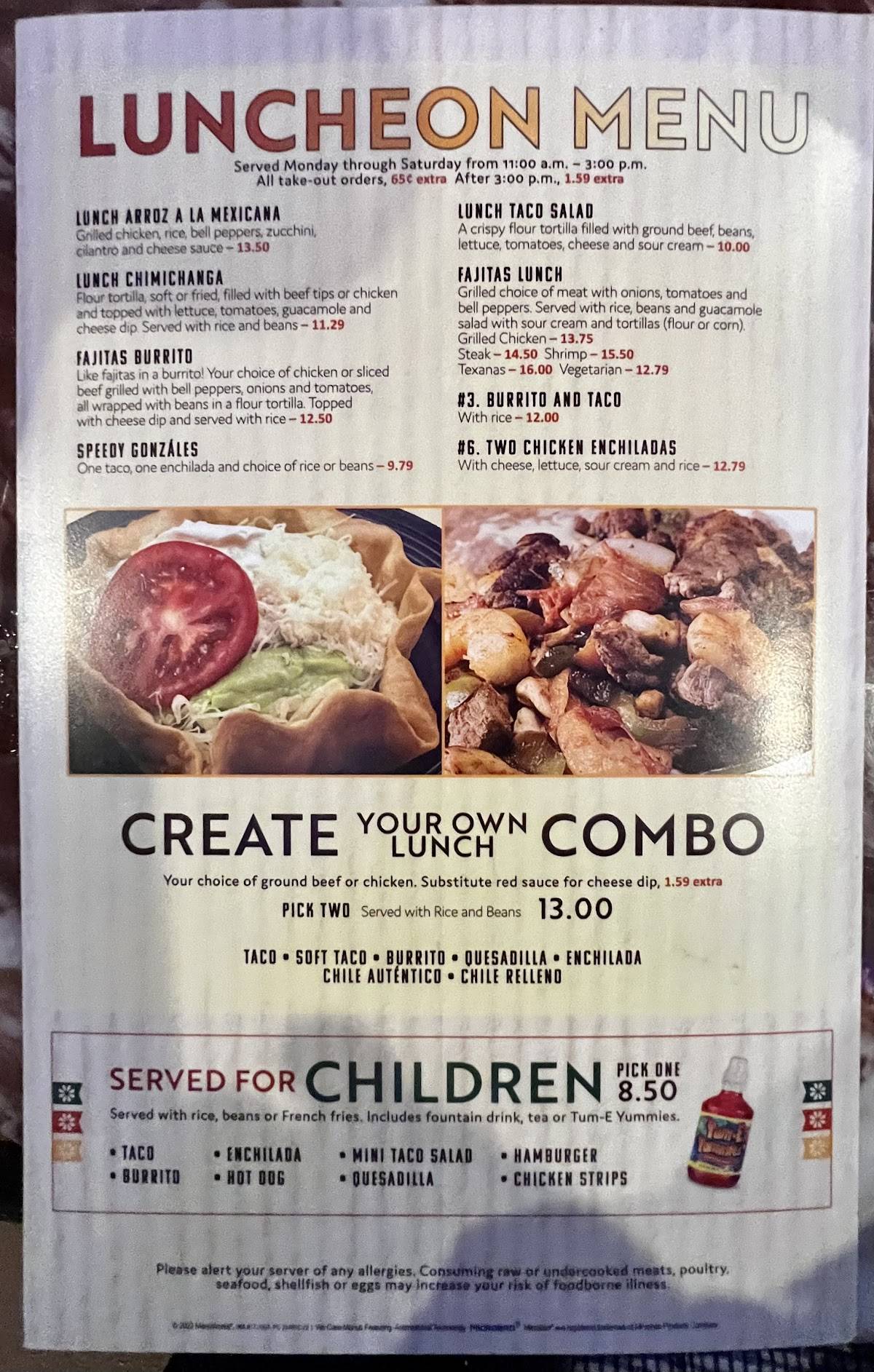 Menu at Rodeo Grande restaurant, Roanoke