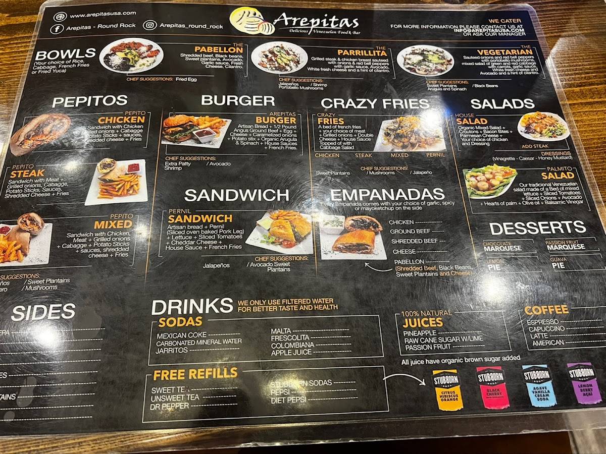 Menu at Arepitas (Round Rock) restaurant, Round Rock