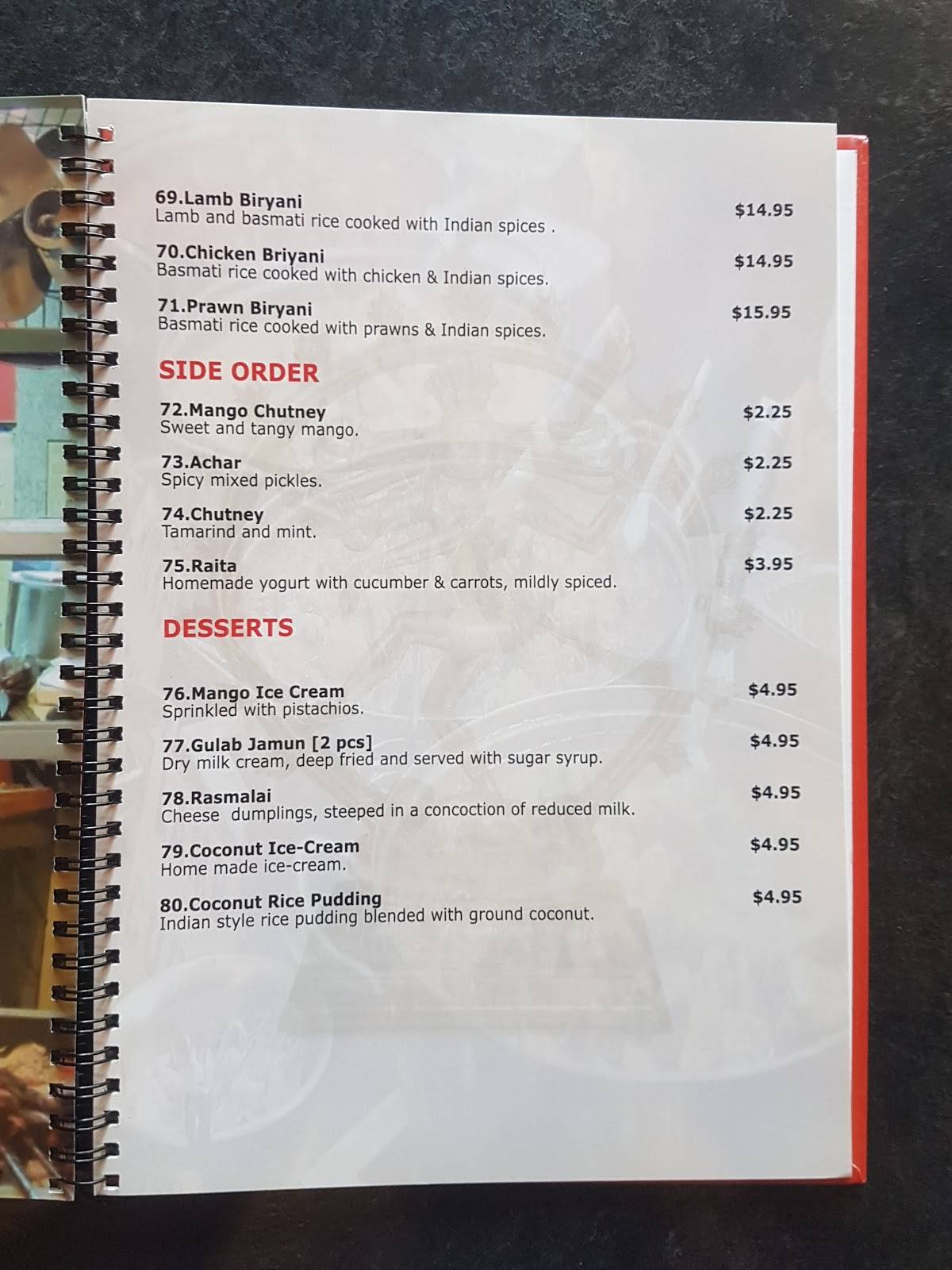 Menu at Royal Zayka Cuisine of India & buffet restaurant, Chilliwack