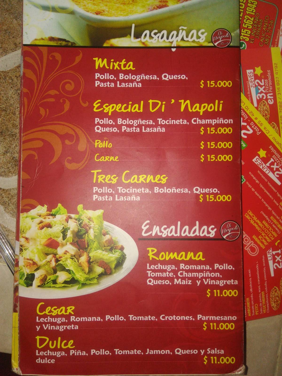 Menu at Santelmo express restaurant, Cali