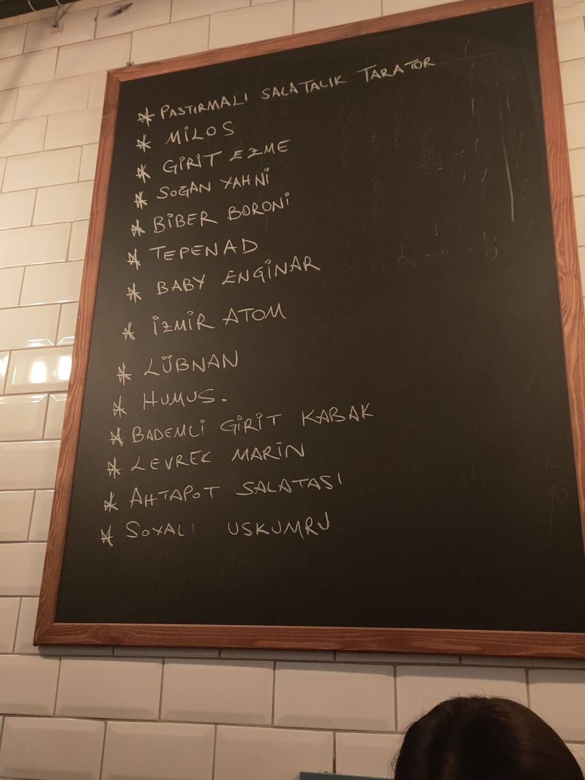 Menu at Sarı Lokanta, Istanbul
