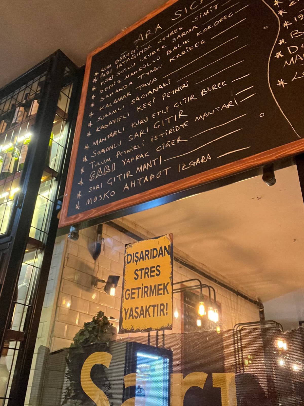 Menu at Sarı Lokanta, Istanbul