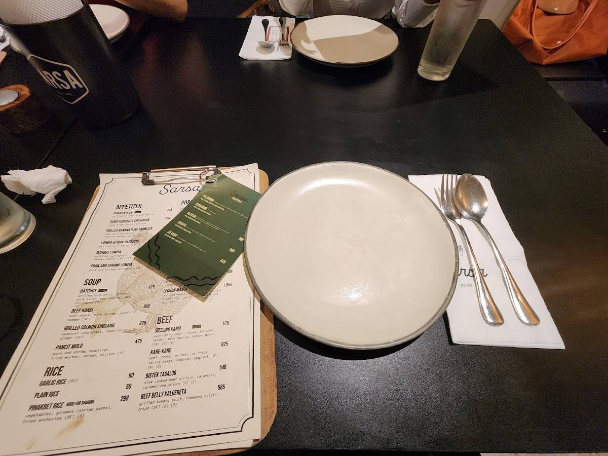 Menu at Sarsá Kitchen + Bar, Makati, 109 Rada