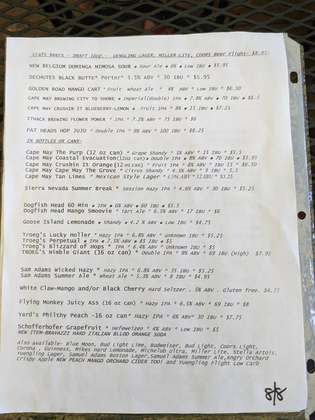 Carta de Scooter's Restaurant & Bar, Lititz