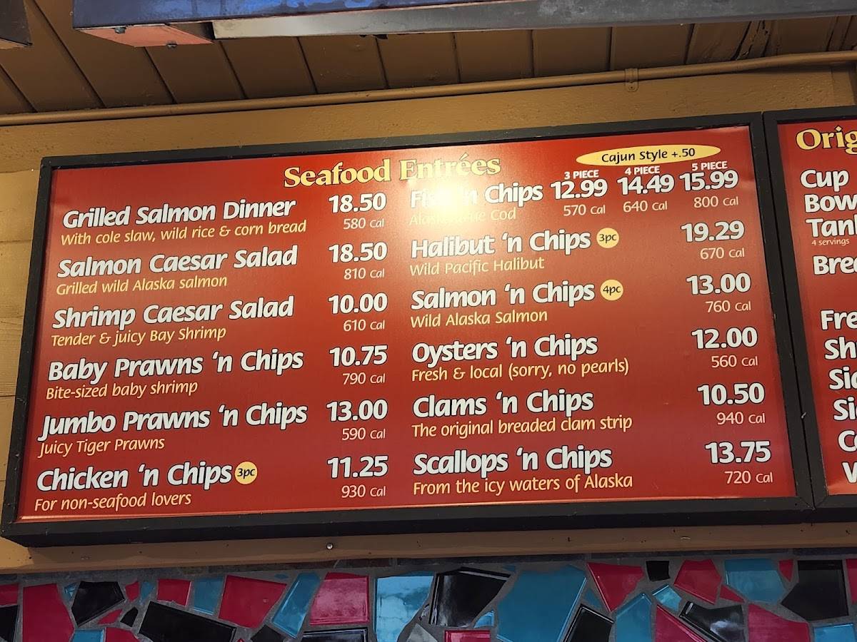 Menu at Ivar's Salmon House restaurant, Seattle