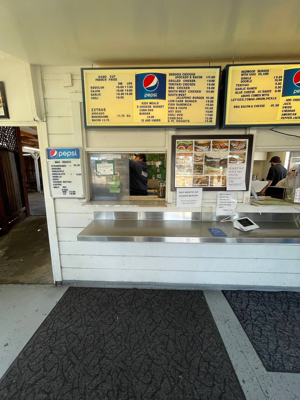 Menu at Sequoia Burger fast food, Sebastopol