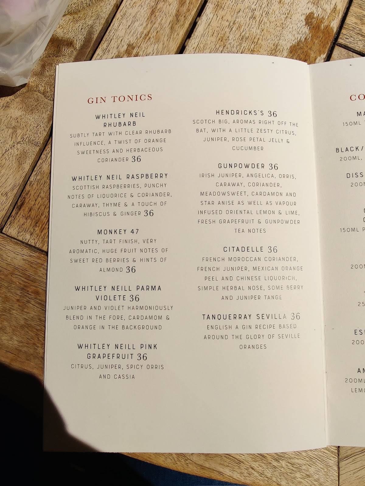Menu at Sera Eden, Bucharest