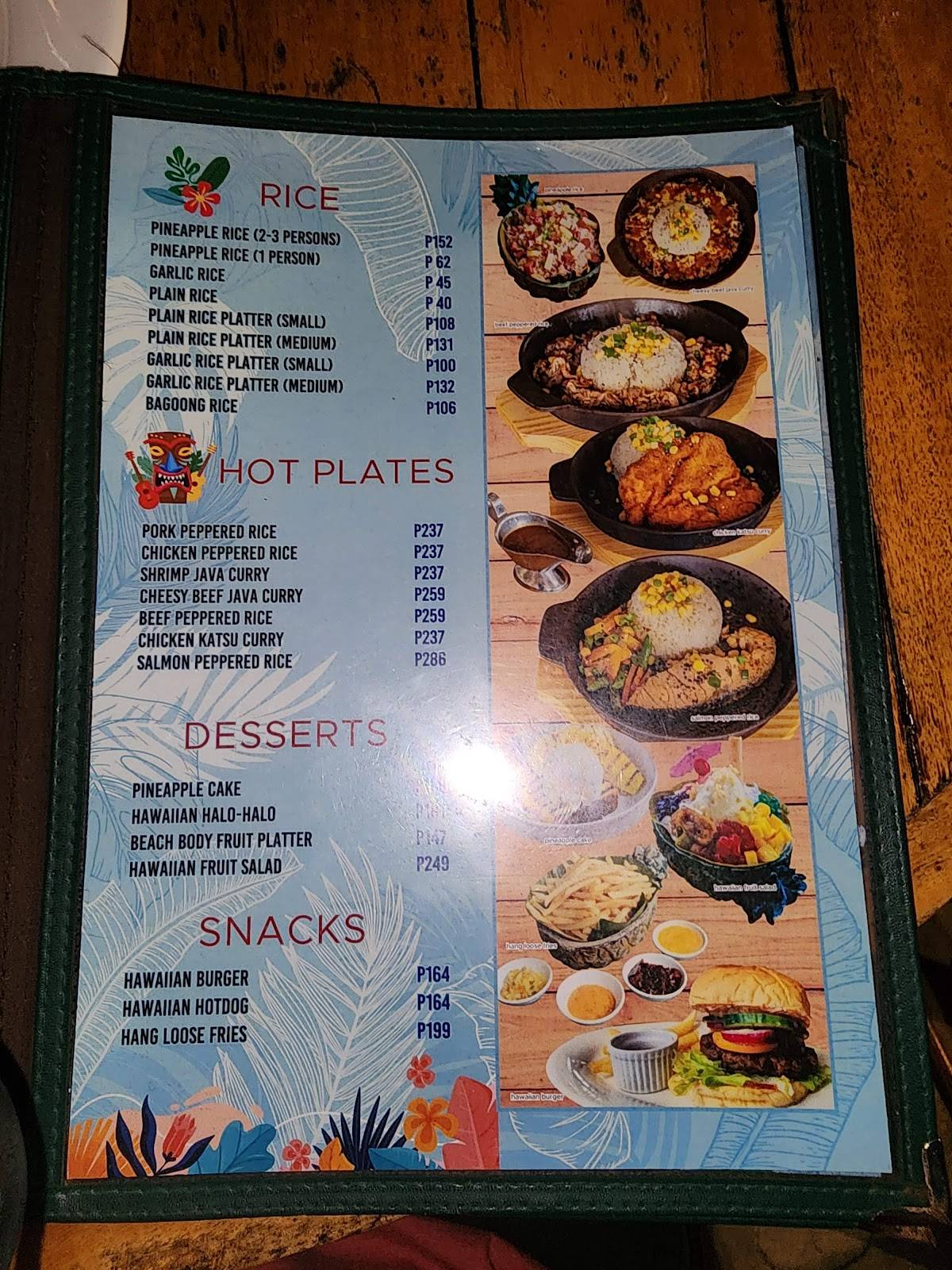Menu at Shaka Hawaiian Restaurant, Dumaguete
