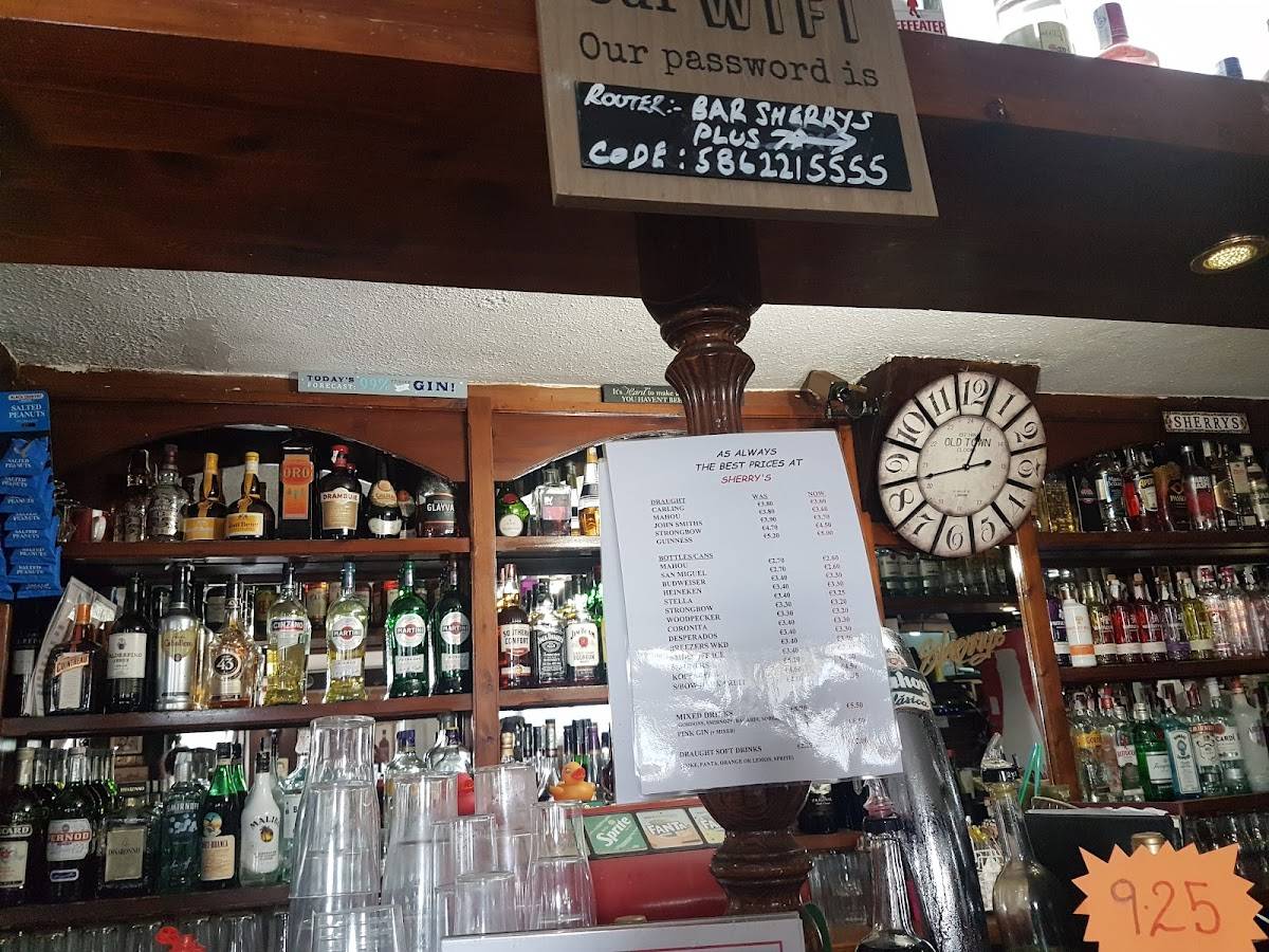 Menu at Sherry’s Bar, Benidorm