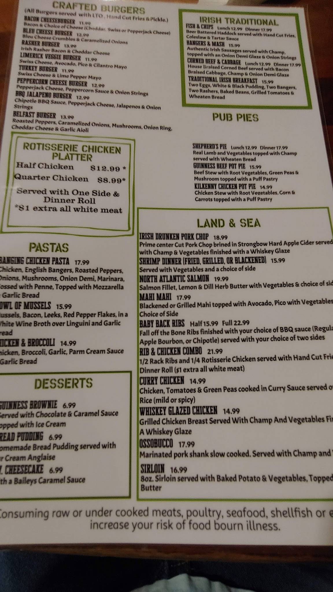 Menu at Shindig Irish Restaurant & Pub, Port St. Lucie