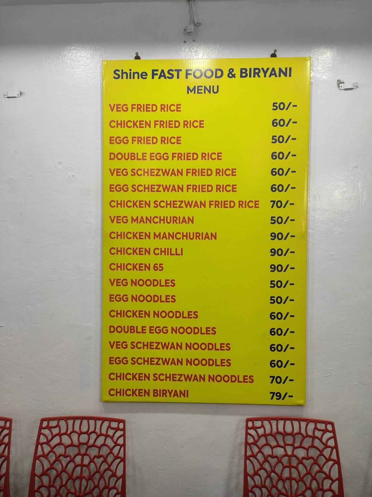 Menu at Shine Fast Food & Biryani Center, Hyderabad