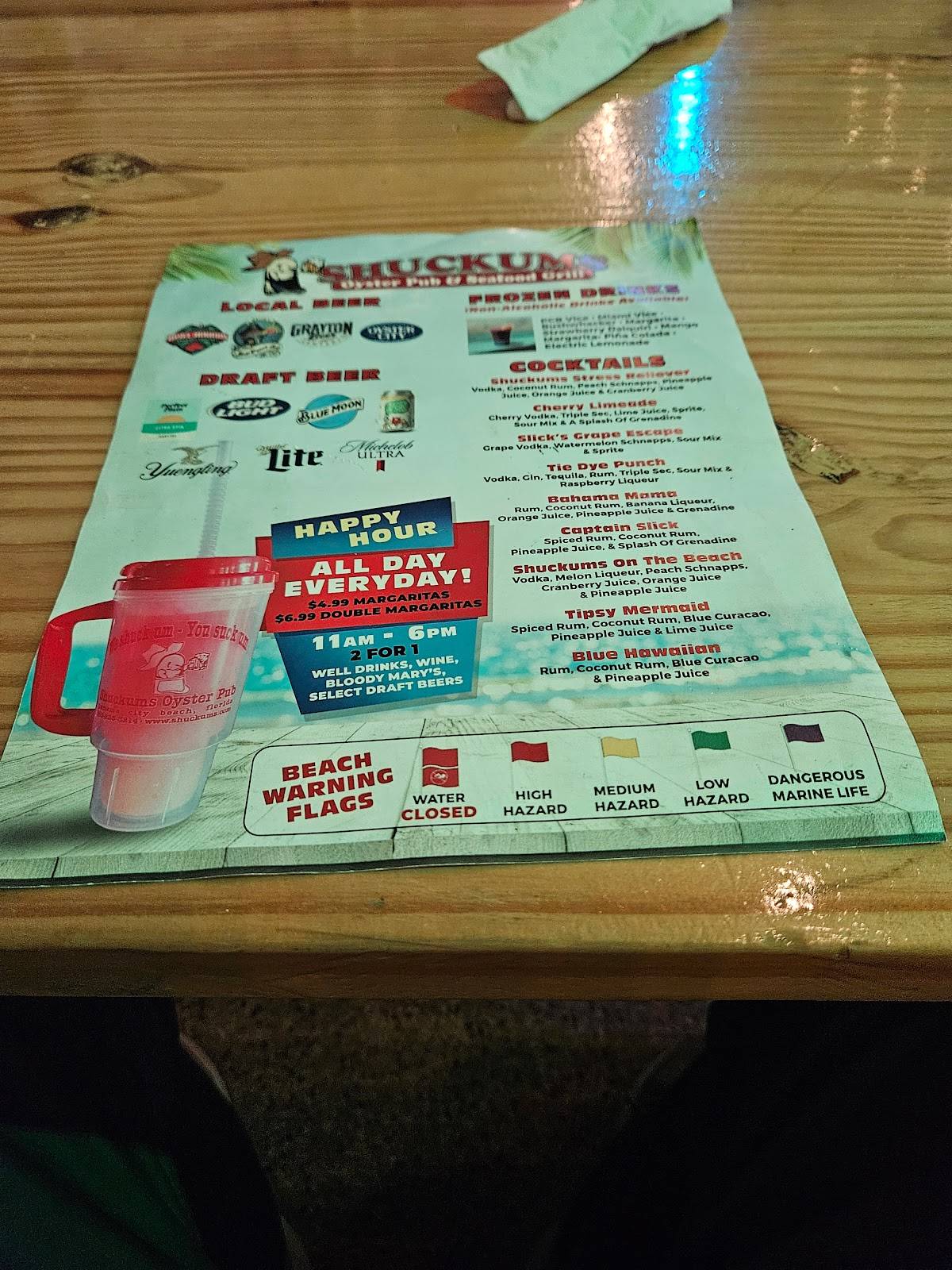 Menu at Shuckums Oyster Pub & Seafood Grill, Panama City Beach