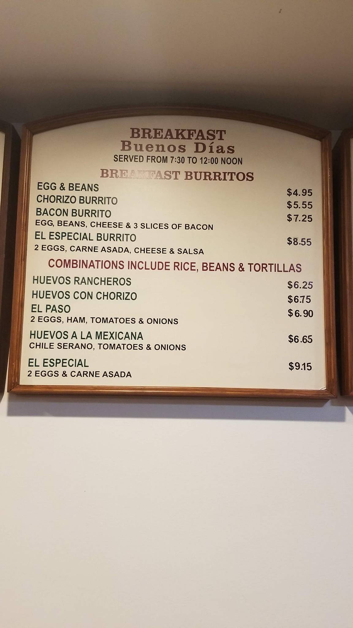 Menu at Campos Famous Burritos restaurant, Simi Valley