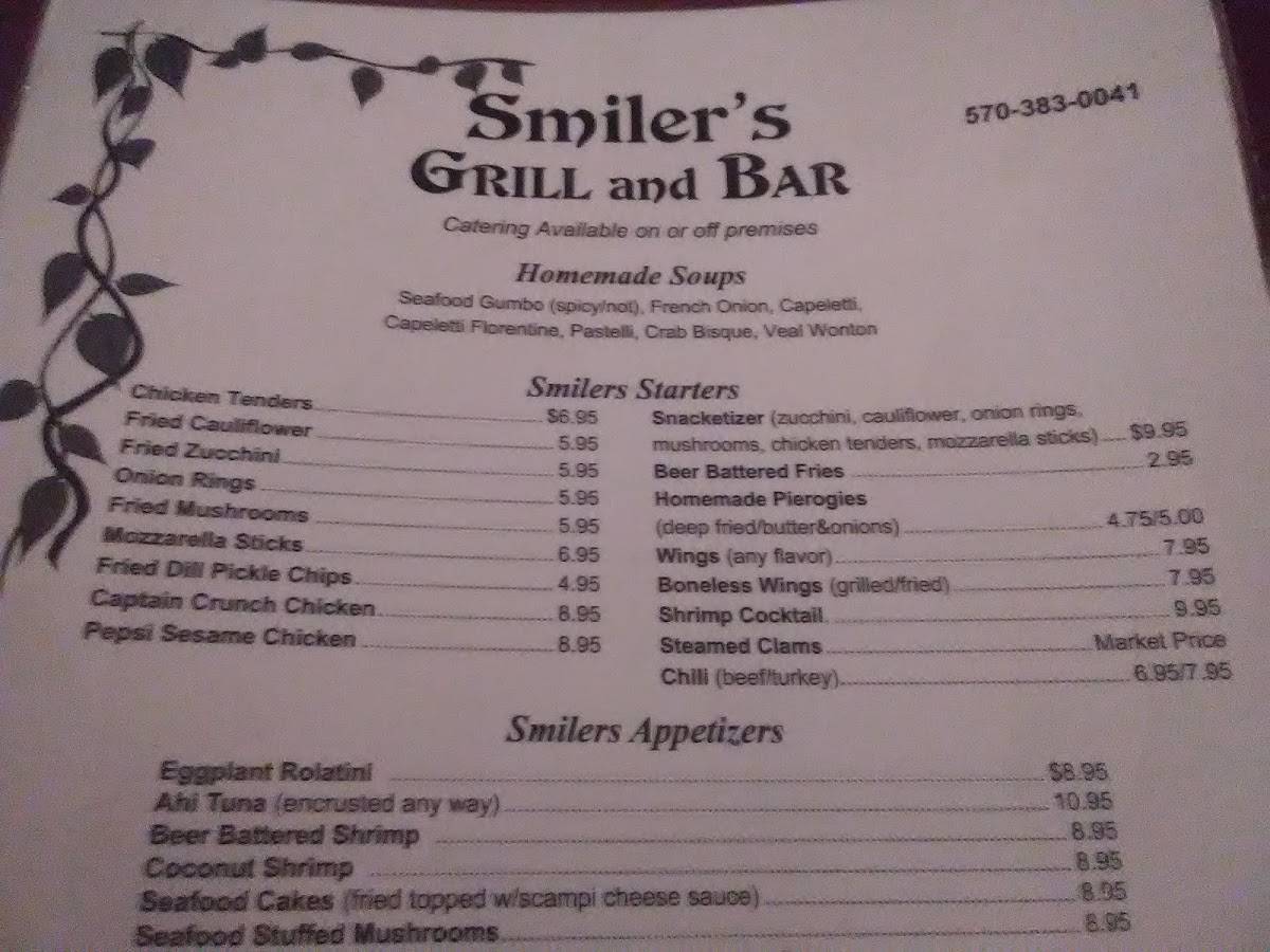 Menu at Smiler's Grill & Bar, Dickson City