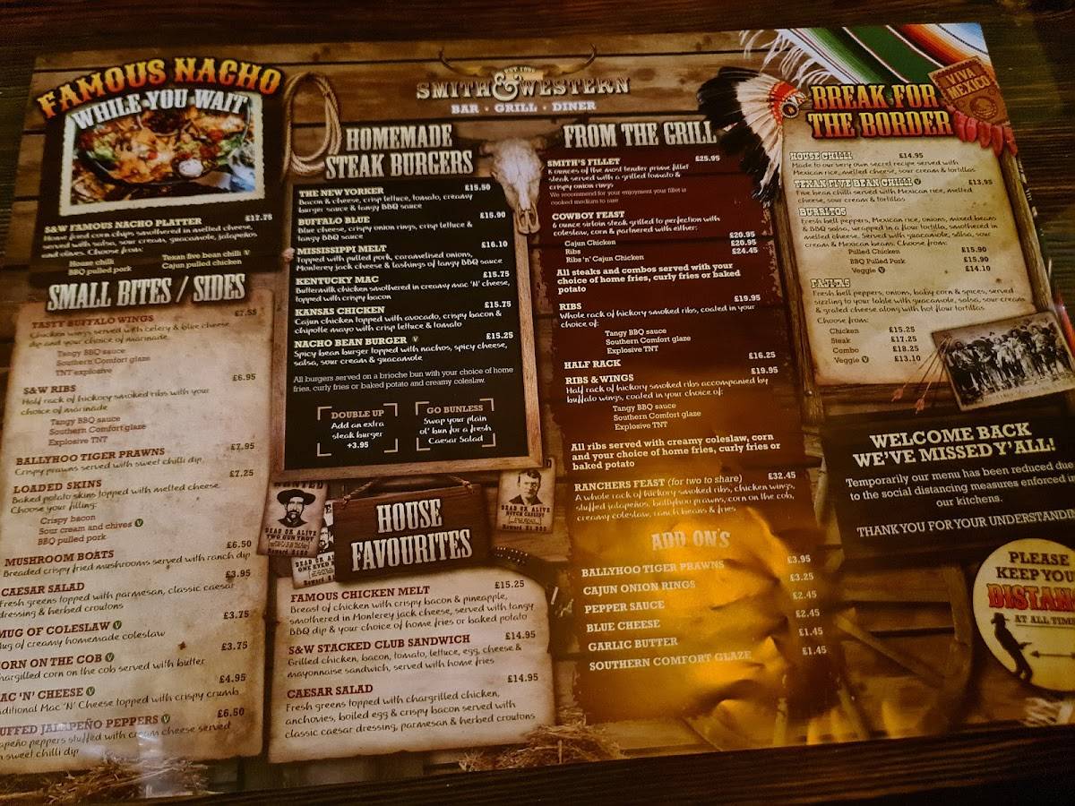 Menu at Smith & Western - Boxhill restaurant, Box Hill