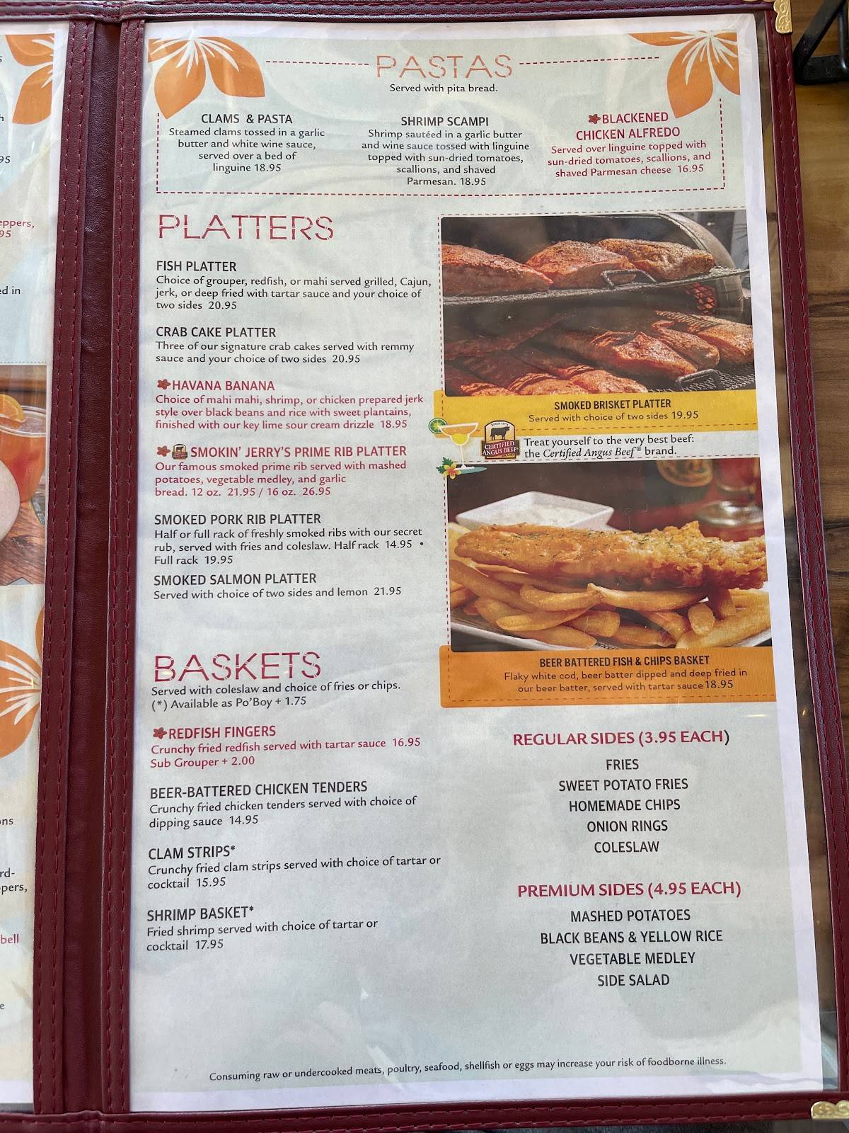 Menu at Smokin Jerry's Tiki Hut pub & bar, Placida