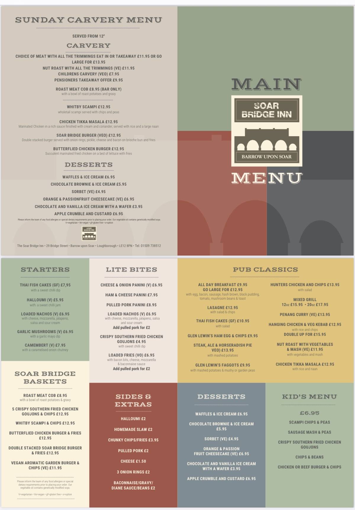Menu at Soar Bridge Inn pub & bar, Loughborough, 29 Bridge St