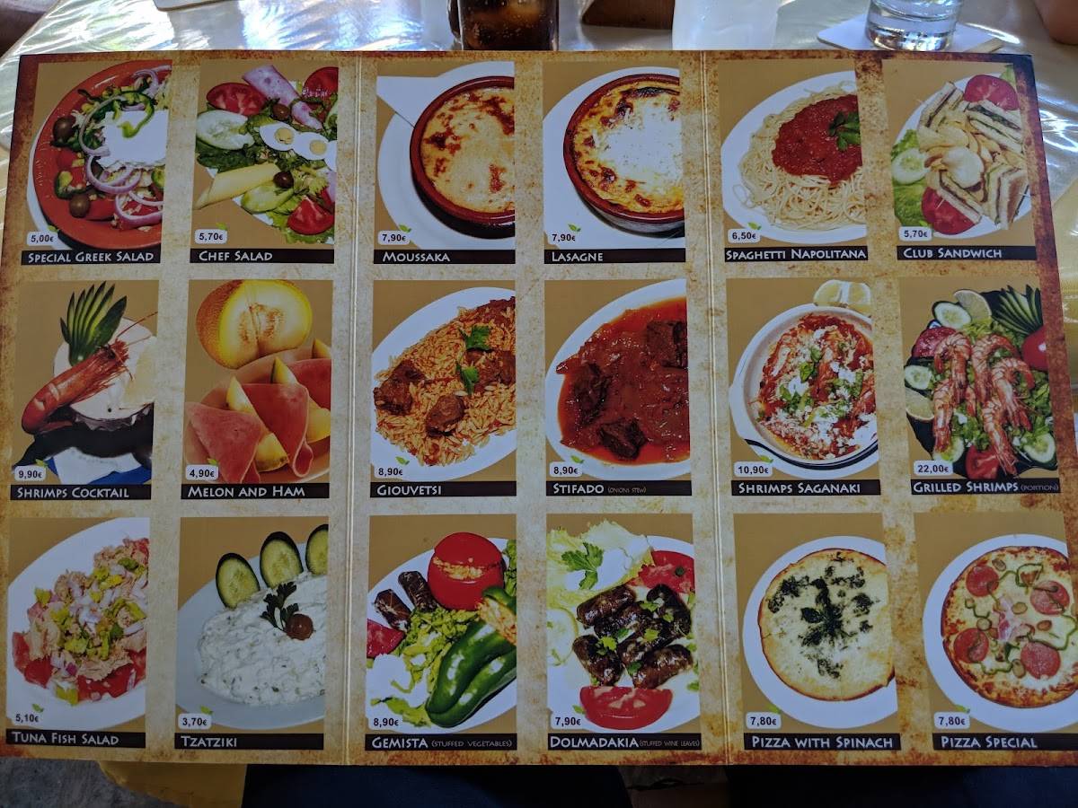 Menu at Socratous Garden, Rhodes