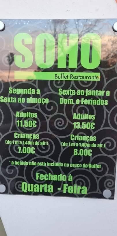 Menu em Soho Buffet Restaurante, Elvas, Quinta da Espanhola
