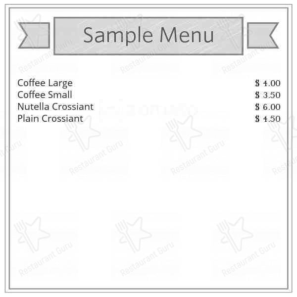 Menu at Son of a Baker HQ - Botany cafe, Botany