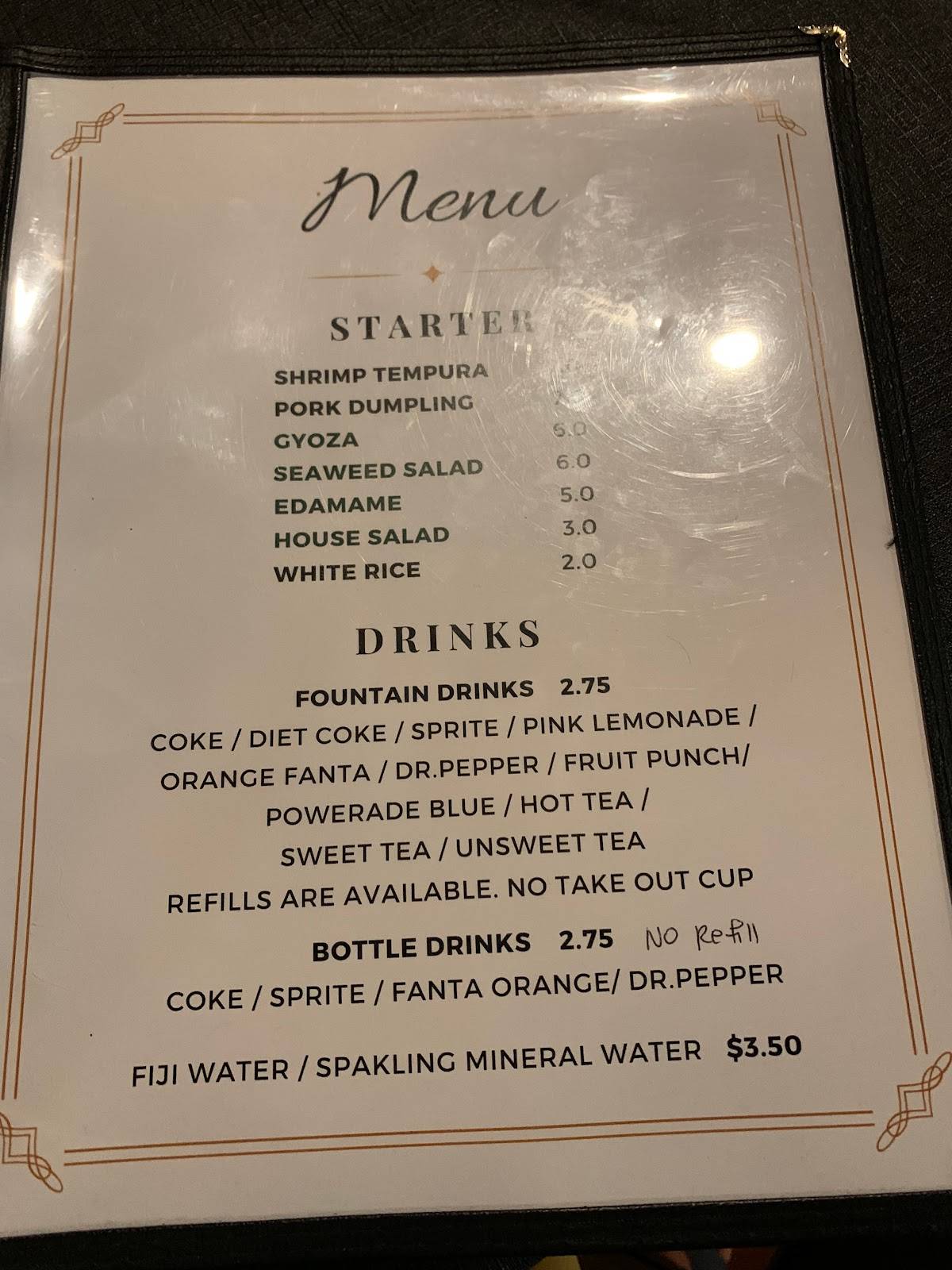 Menu at Soo Cafe, Raleigh
