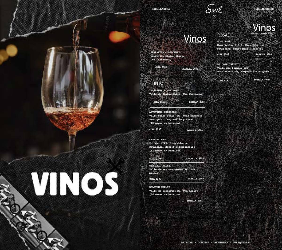 Carta del restaurante Soul La Roma, Ciudad López Mateos