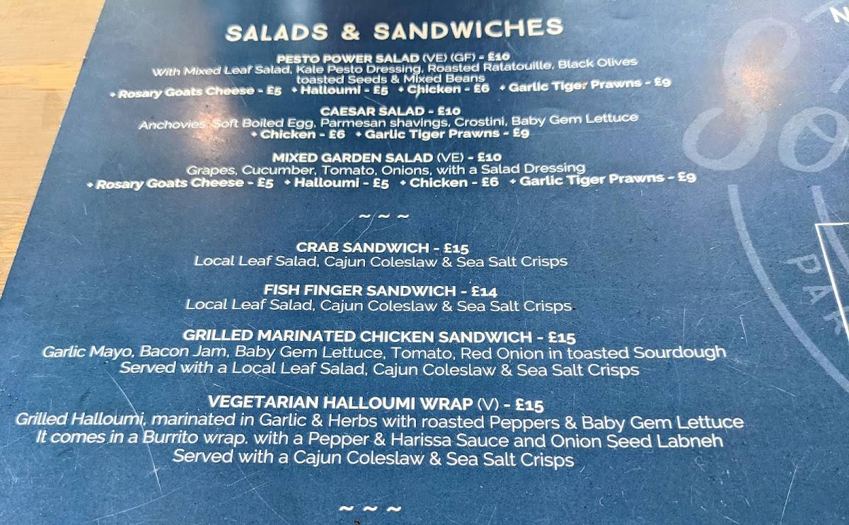 Menu at South Deep cafe, Poole, Turks Ln
