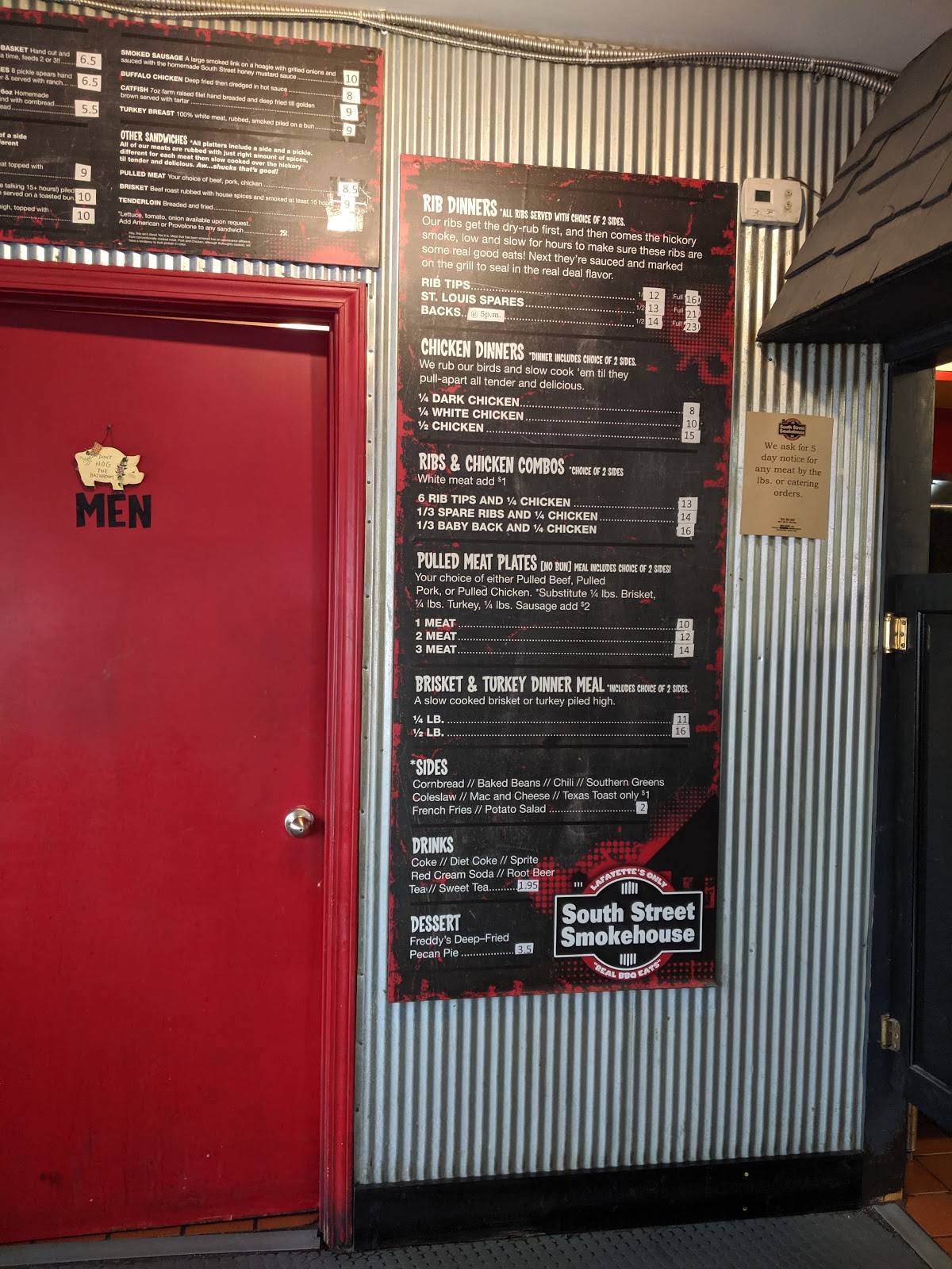 Menu at South Street Smokehouse BBQ, Lafayette
