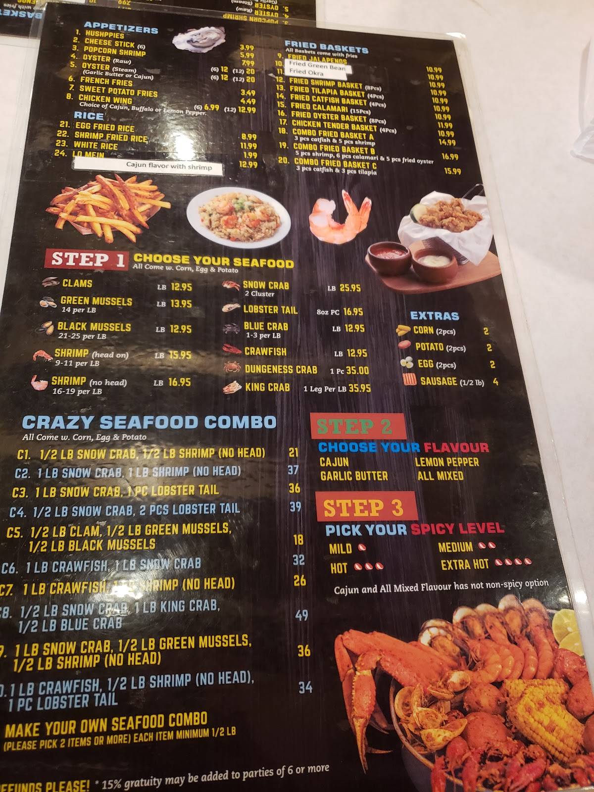Menu at Crazy Crab restaurant, Southfield