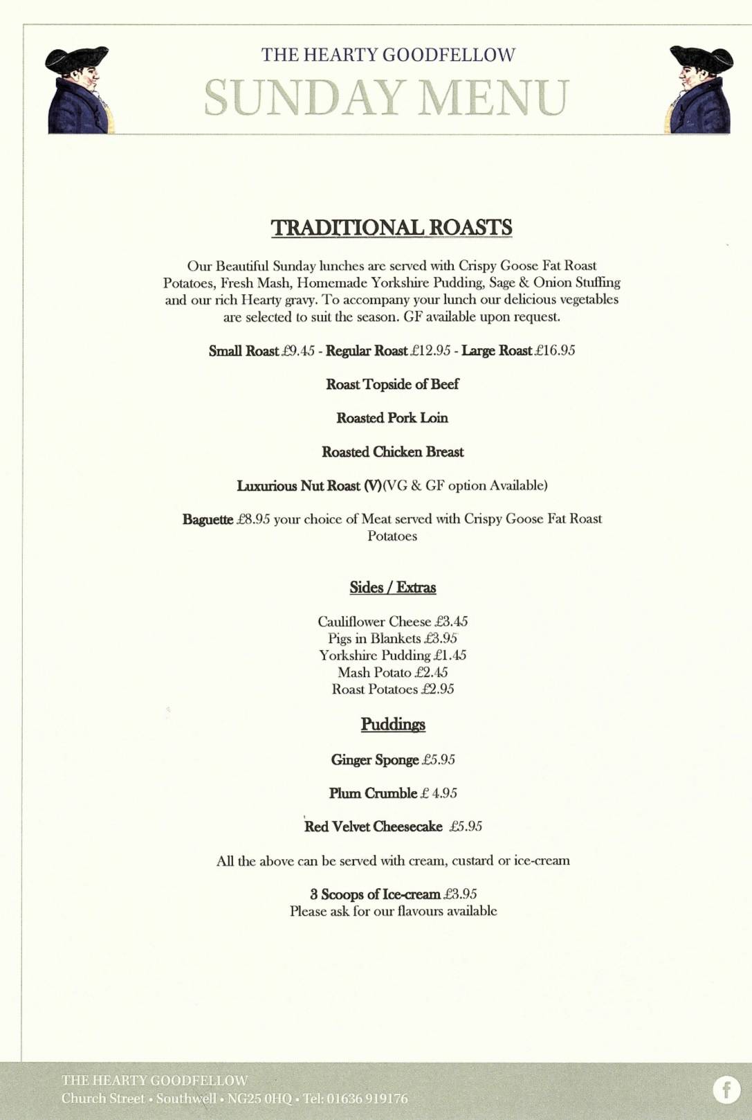Menu at Hearty Goodfellow pub & bar, Southwell, 81 Church St