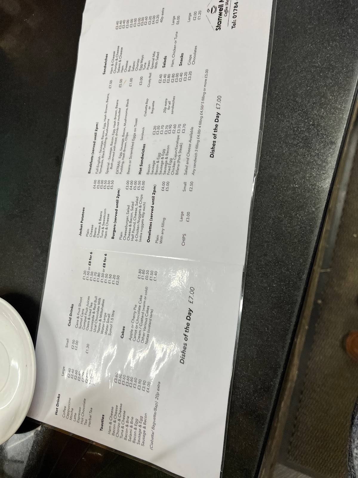 Menu at Stanwell Moor Farm Shop And Cafe, Stanwell