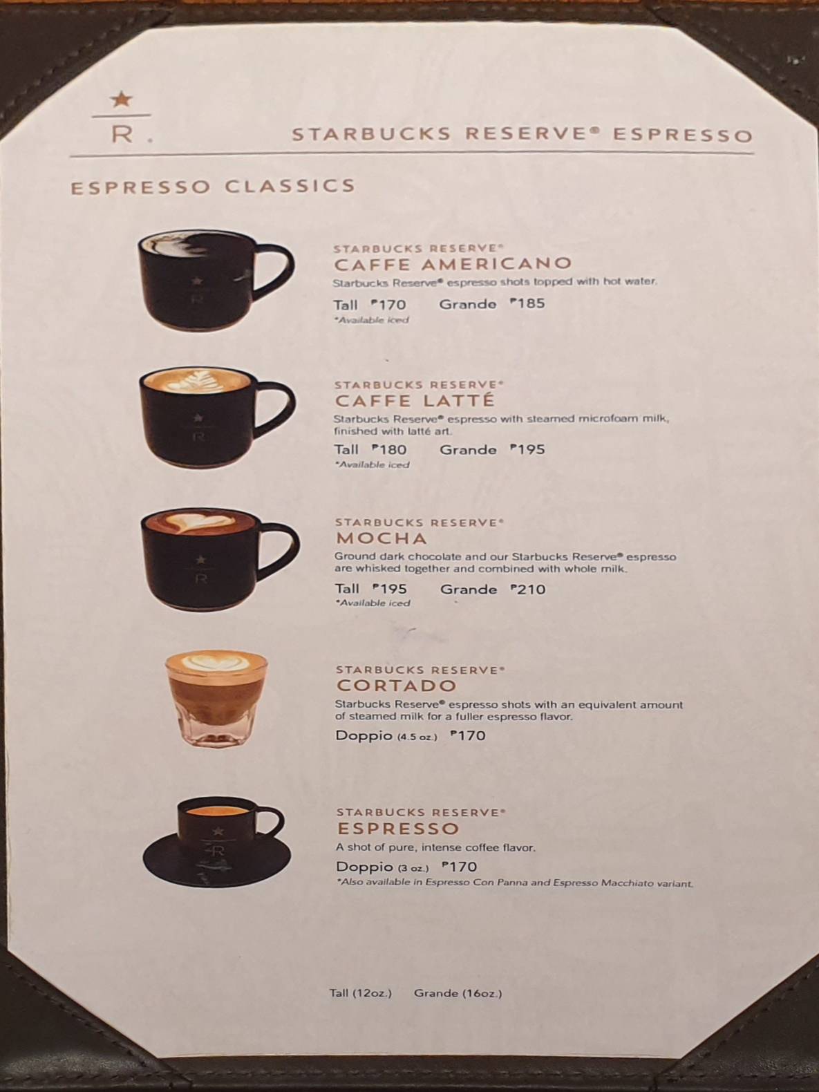 Menu at Starbucks Reserve - Westgate Center Alabang cafe, Muntinlupa