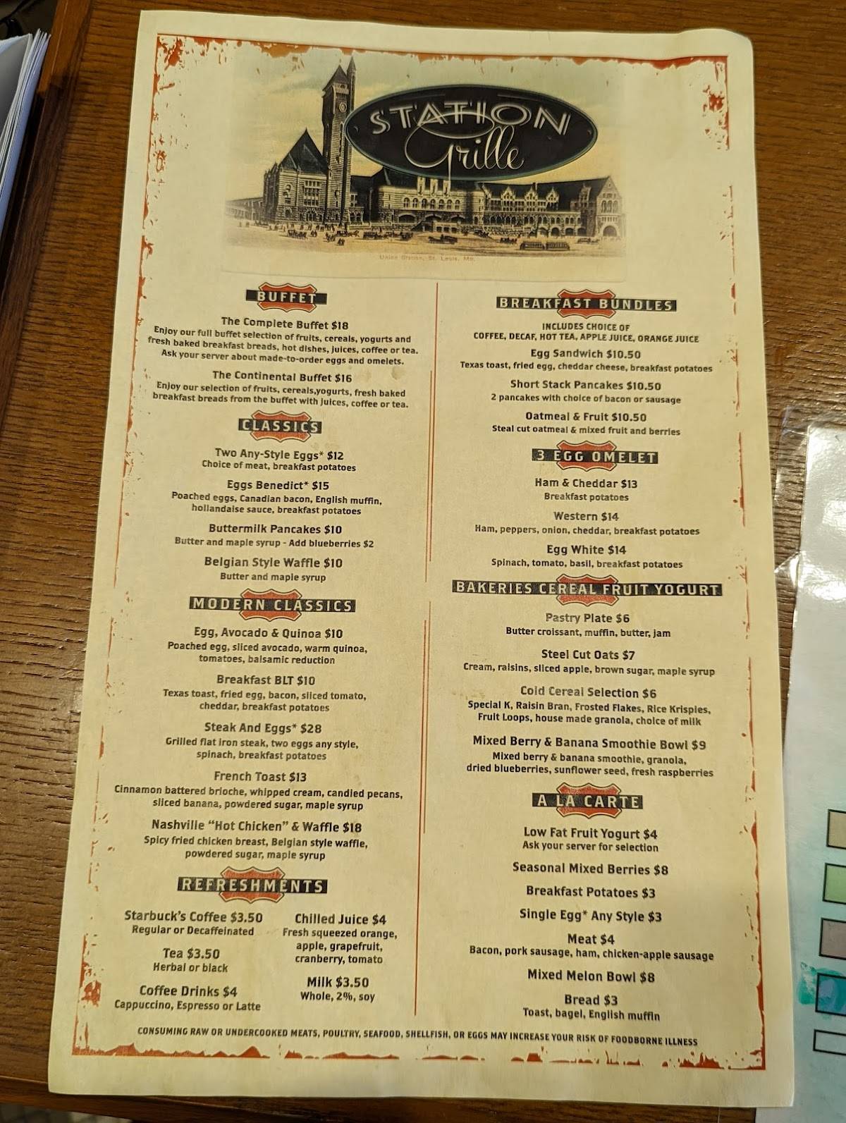 Menu at Station Grille pub & bar, St. Louis, Market St