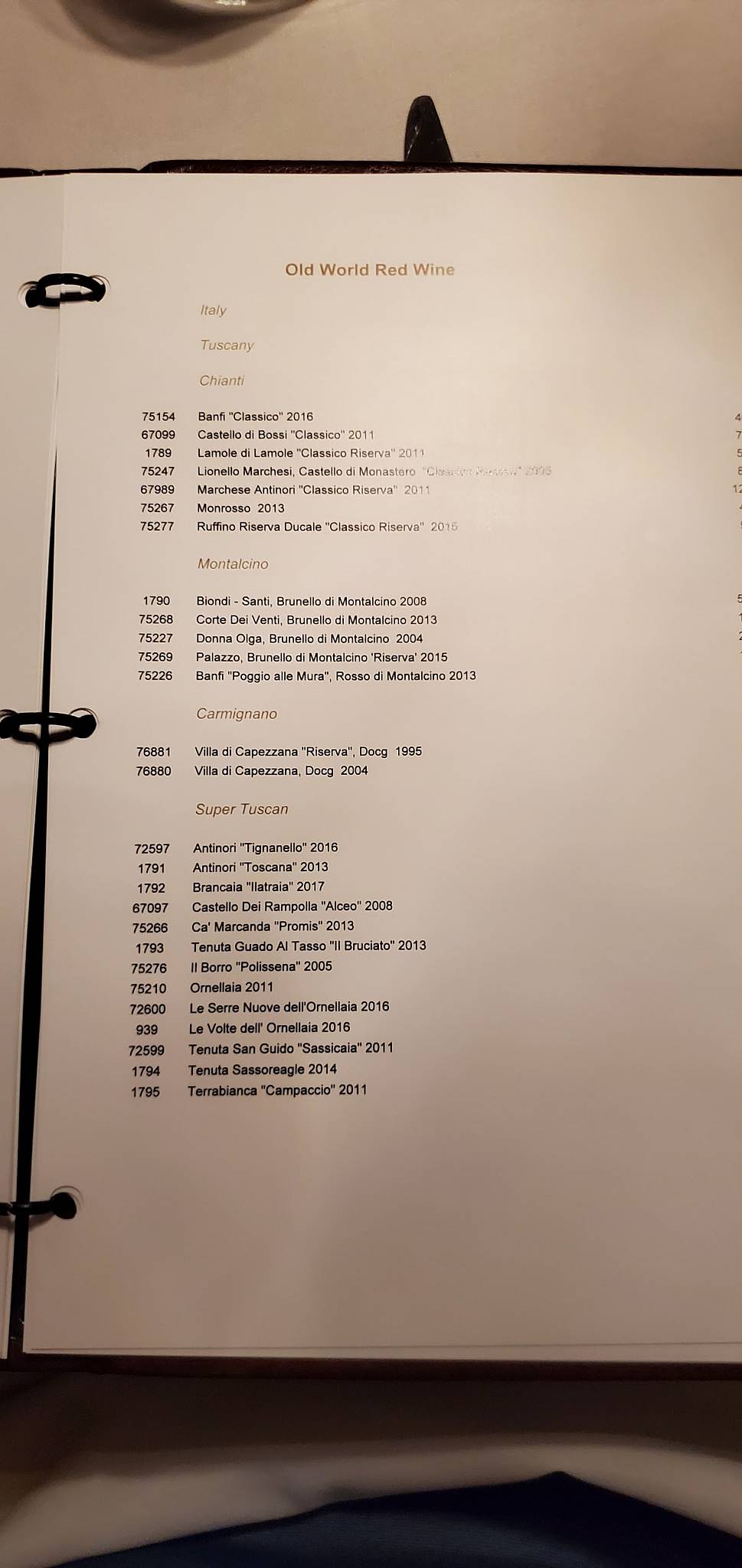 Menu at Edge Steakhouse, Las Vegas