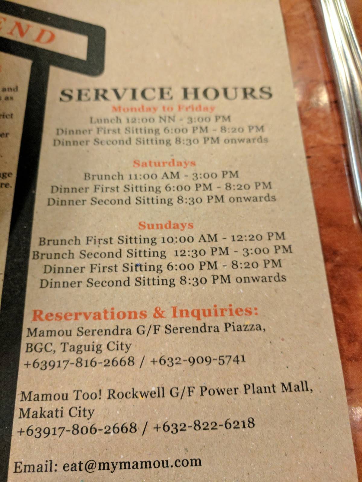 Menu at Mamou - A Home Kitchen steakhouse, Taguig, Mcarthur Avenue ...
