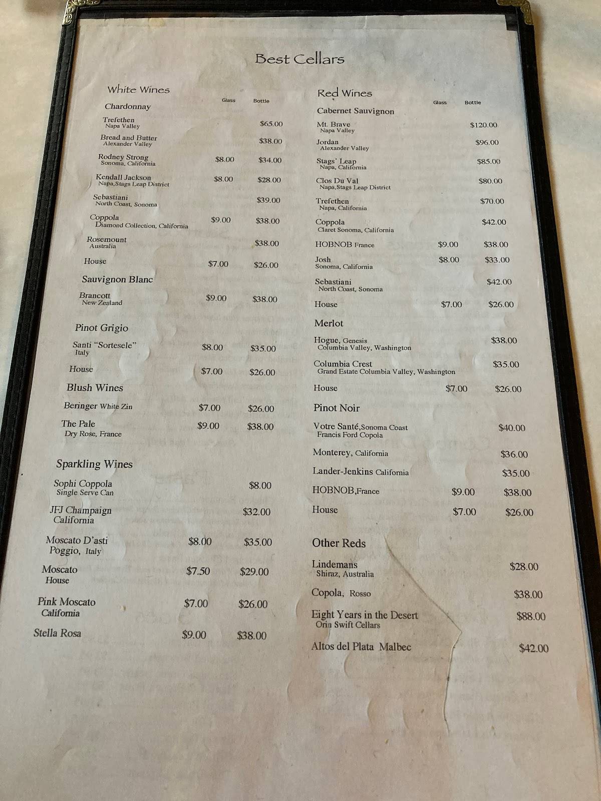 Menu at Possum Trot steakhouse, USA