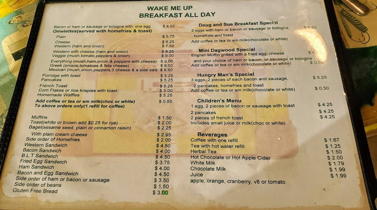 Menu at Step'N Back Diner restaurant, Renfrew