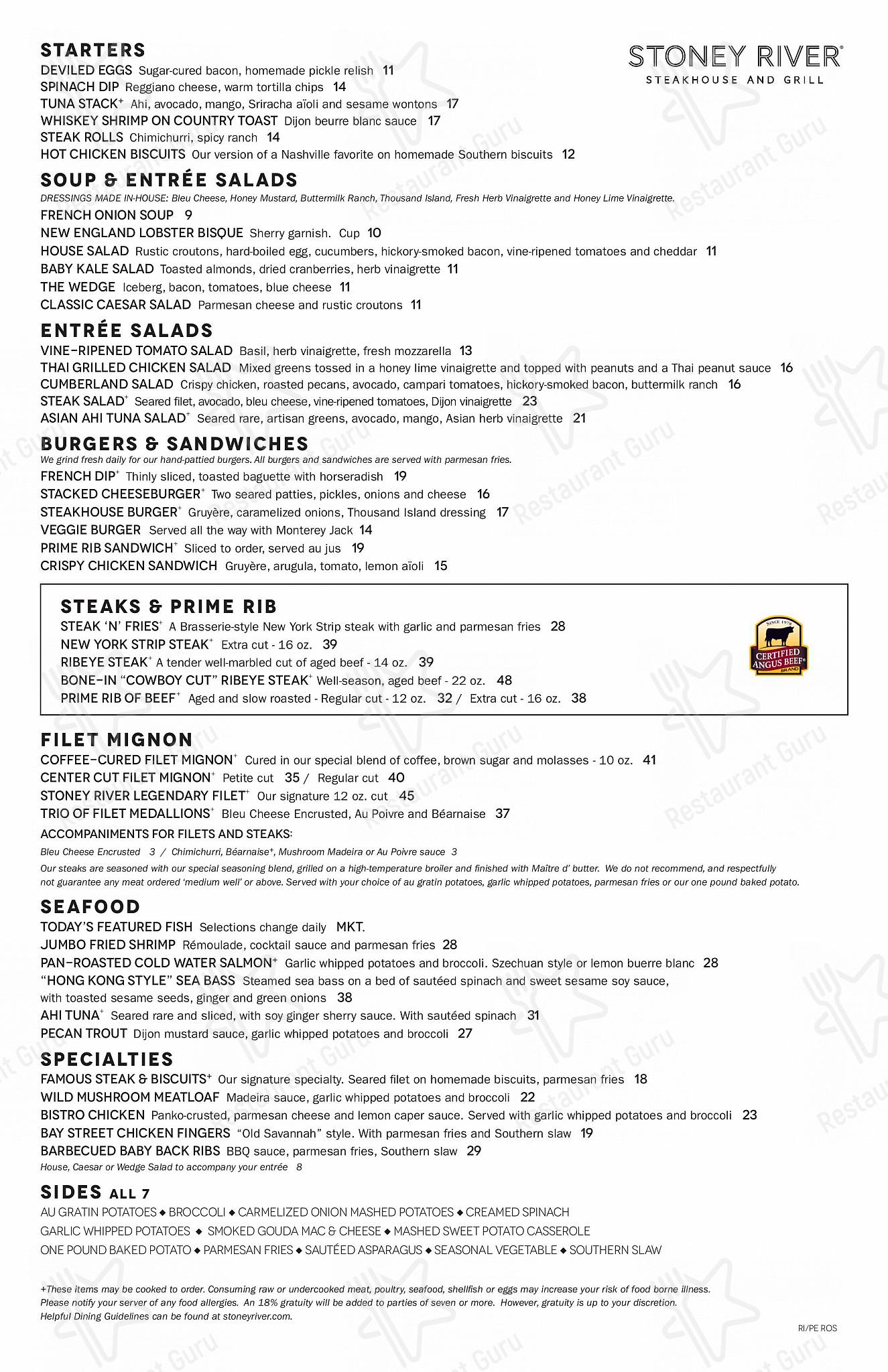 Menu at Stoney River Steakhouse and Grill, Chapel Hill, 201 S Estes Dr ...