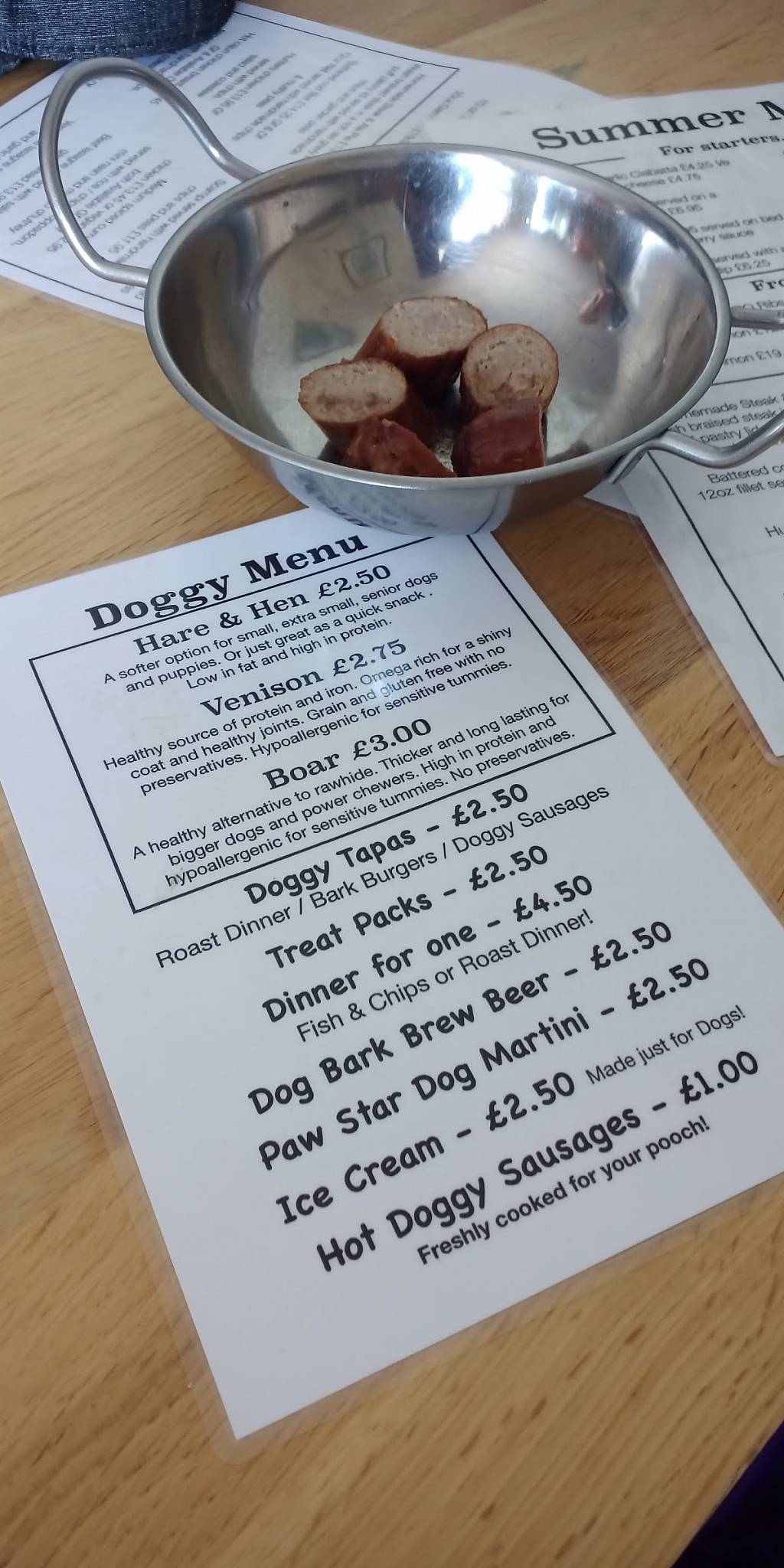 Menu at Sun Trevor pub & bar, Llangollen