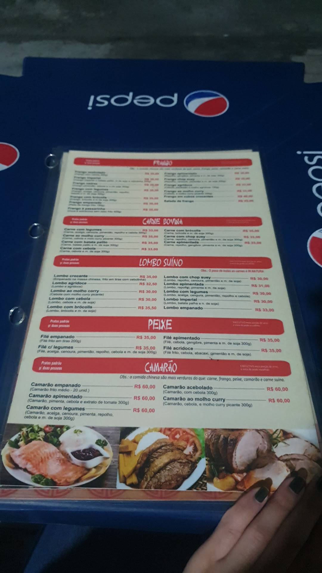 Menu at Sushi gourmet restaurant, Fortaleza